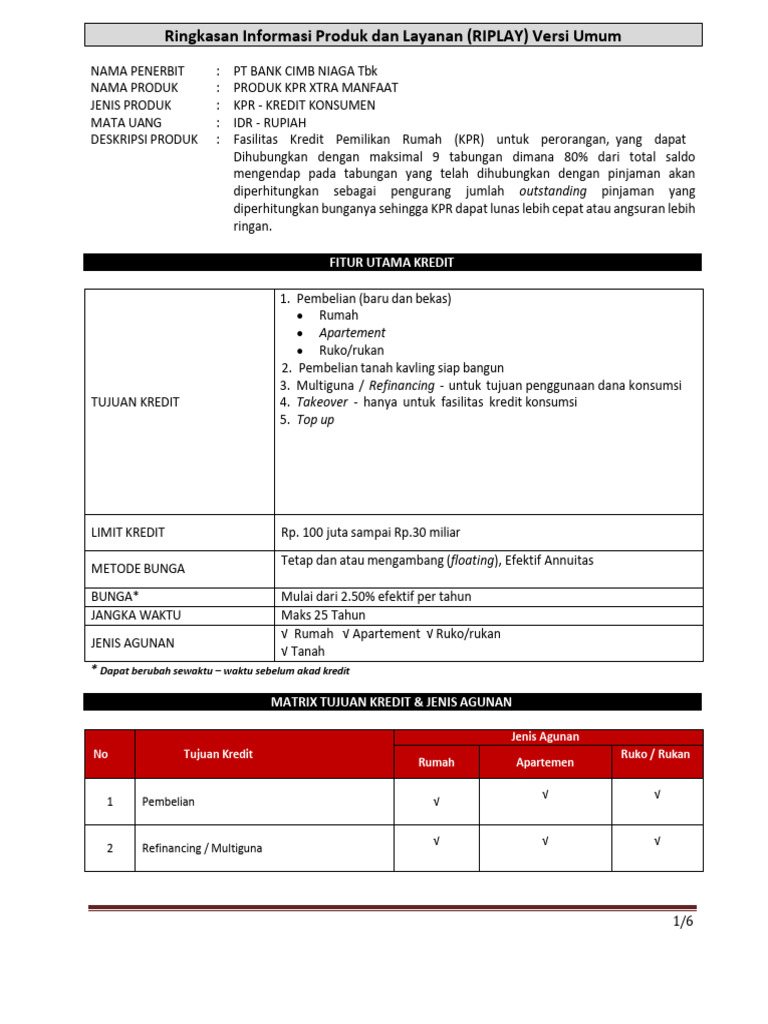 KPR Xtra Manfaat | PDF