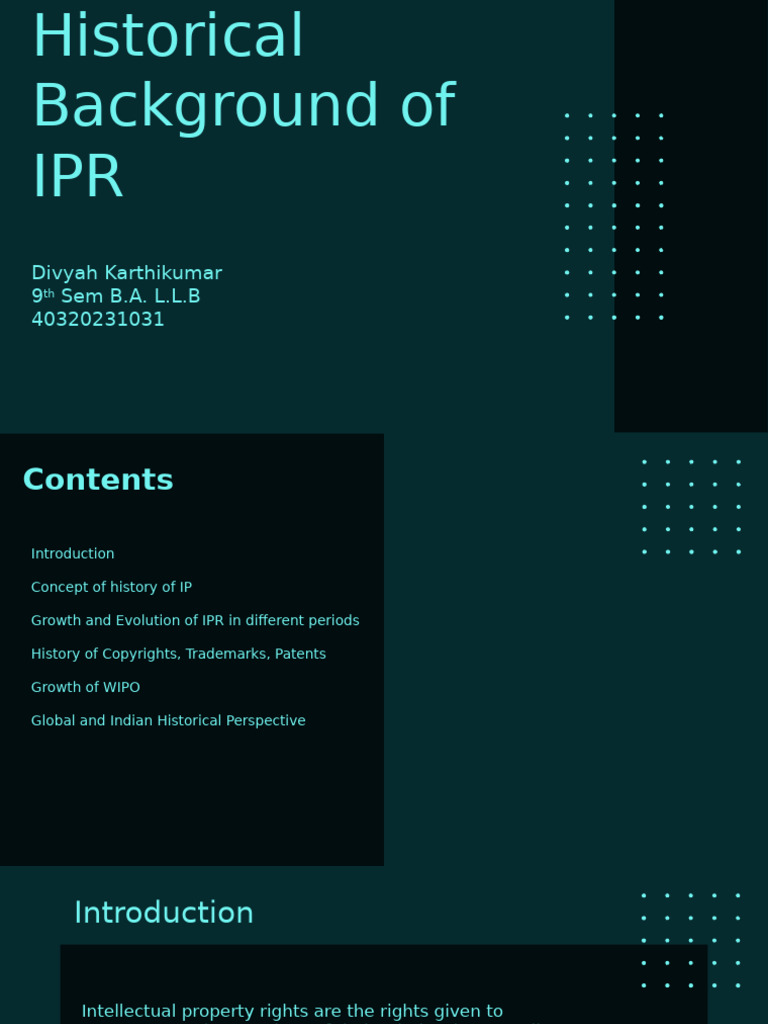 Evolution of Intellectual Property Rights | PDF | Intellectual Property ...