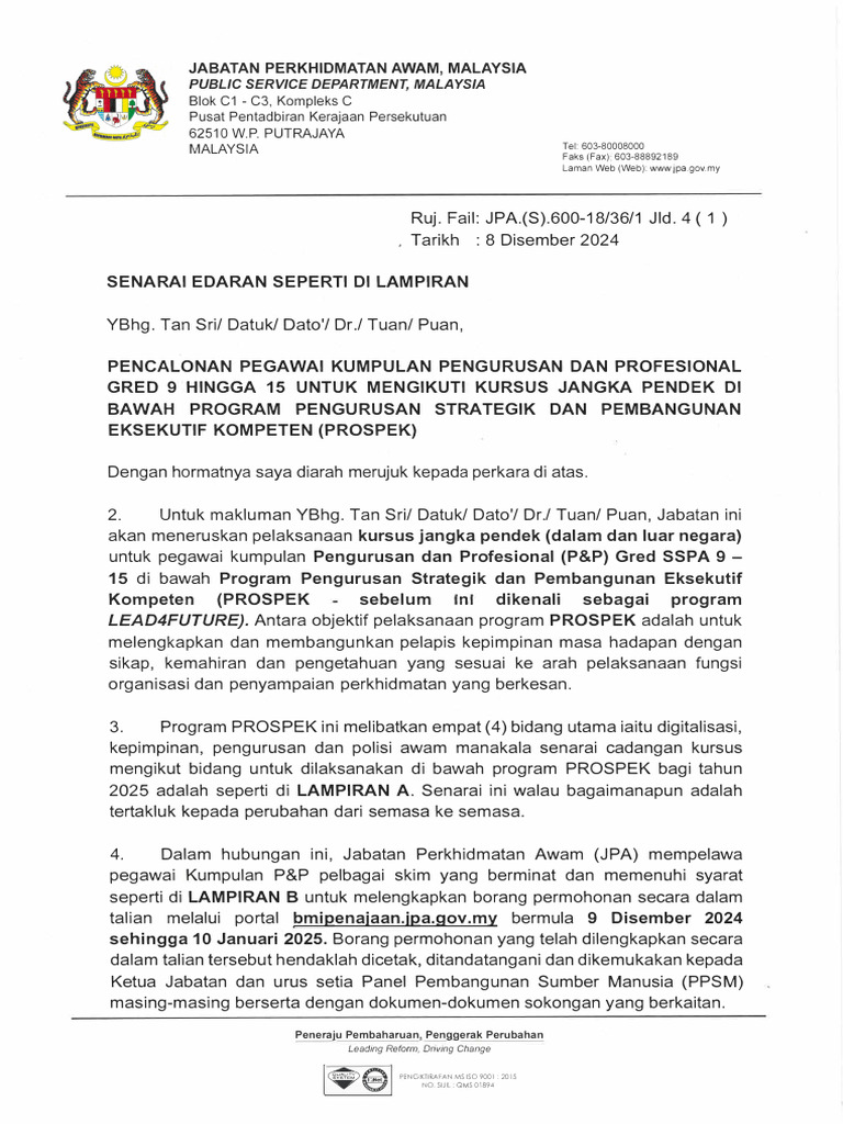 Surat Edaran (Jpa) | PDF