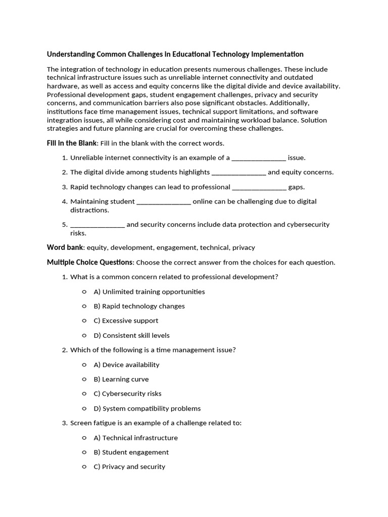 Understanding Common Challenges in Educational Technology ...