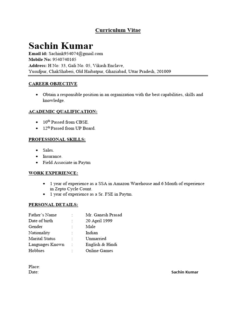 Sachin's CV | PDF
