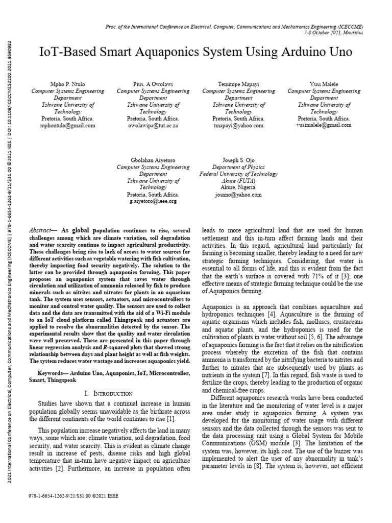 IoT-Based_Smart_Aquaponics_System_Using_Arduino_Uno | PDF | Aquaponics | Internet Of Things
