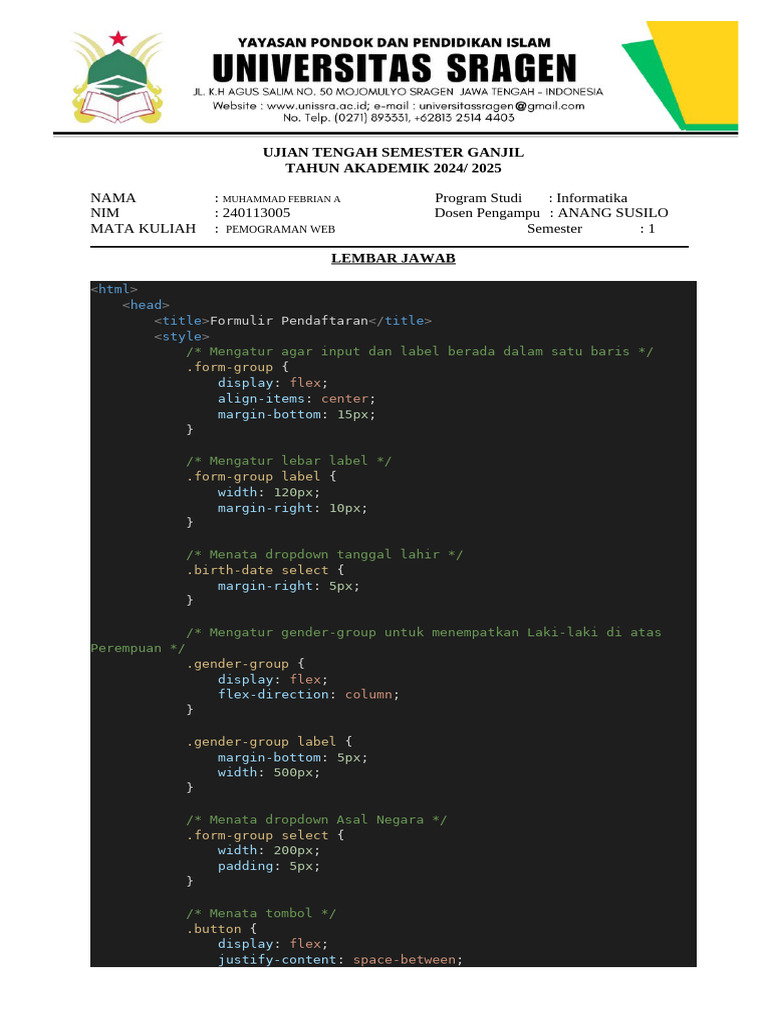 Lembar Jawab Uts | PDF