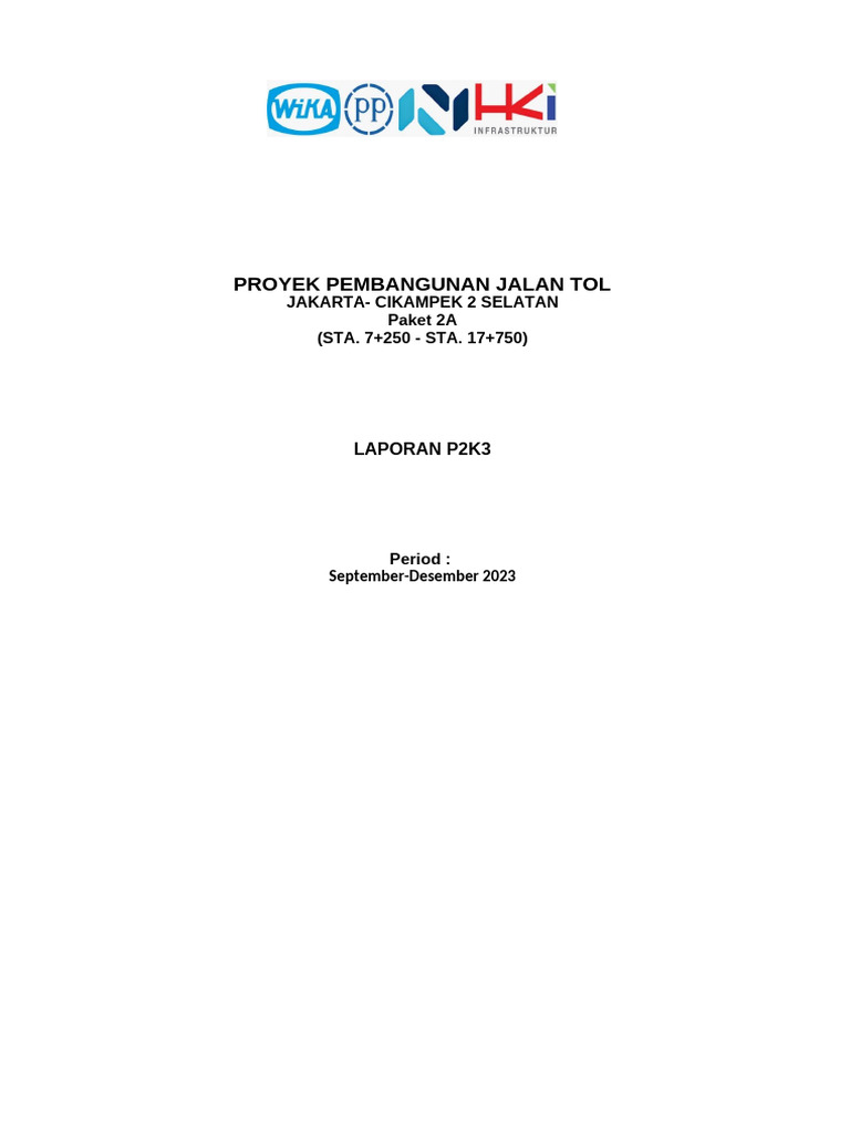 Laporan P2K3 Proyek Japek 2 Selatan | PDF