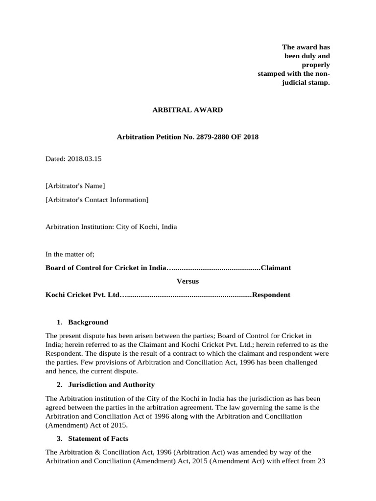 Arbitral_award-1[2] | PDF | Arbitration | Arbitral Tribunal