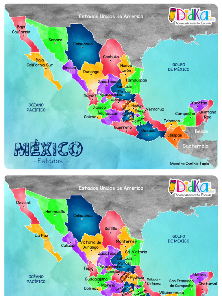 Mapa de Mexico Estados y Capitales | PDF | México