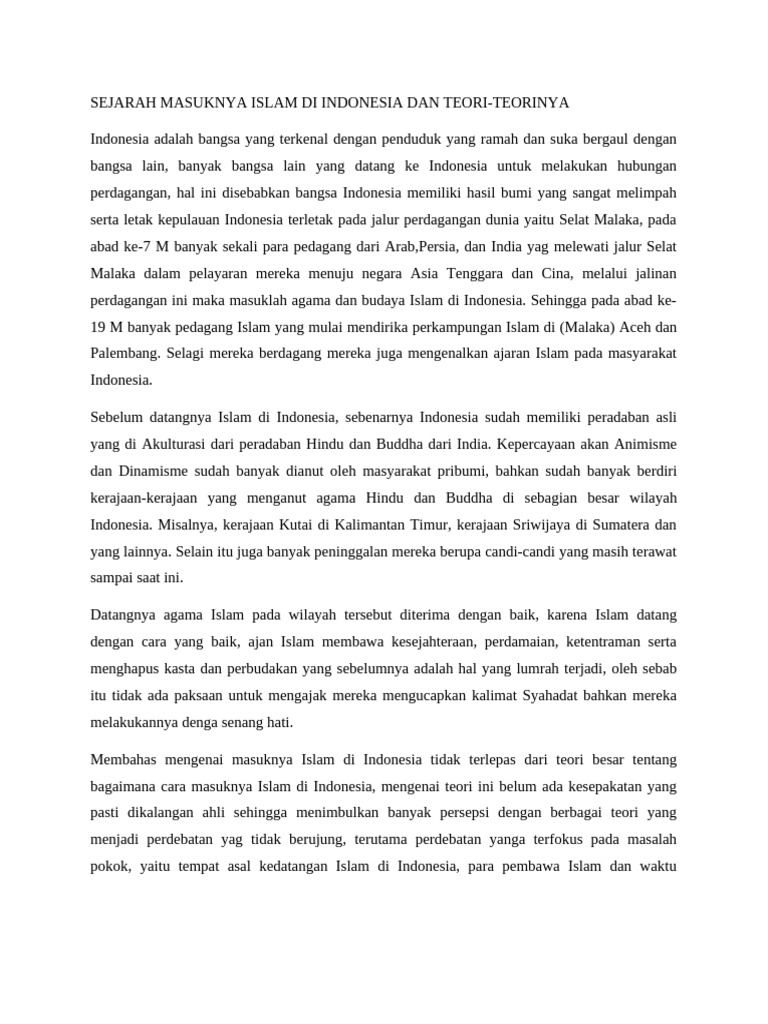 Sejarah Masuknya Islam di Indonesia | PDF