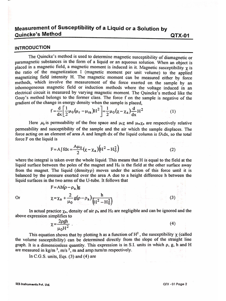 Quinke's Method Lab Manual | PDF