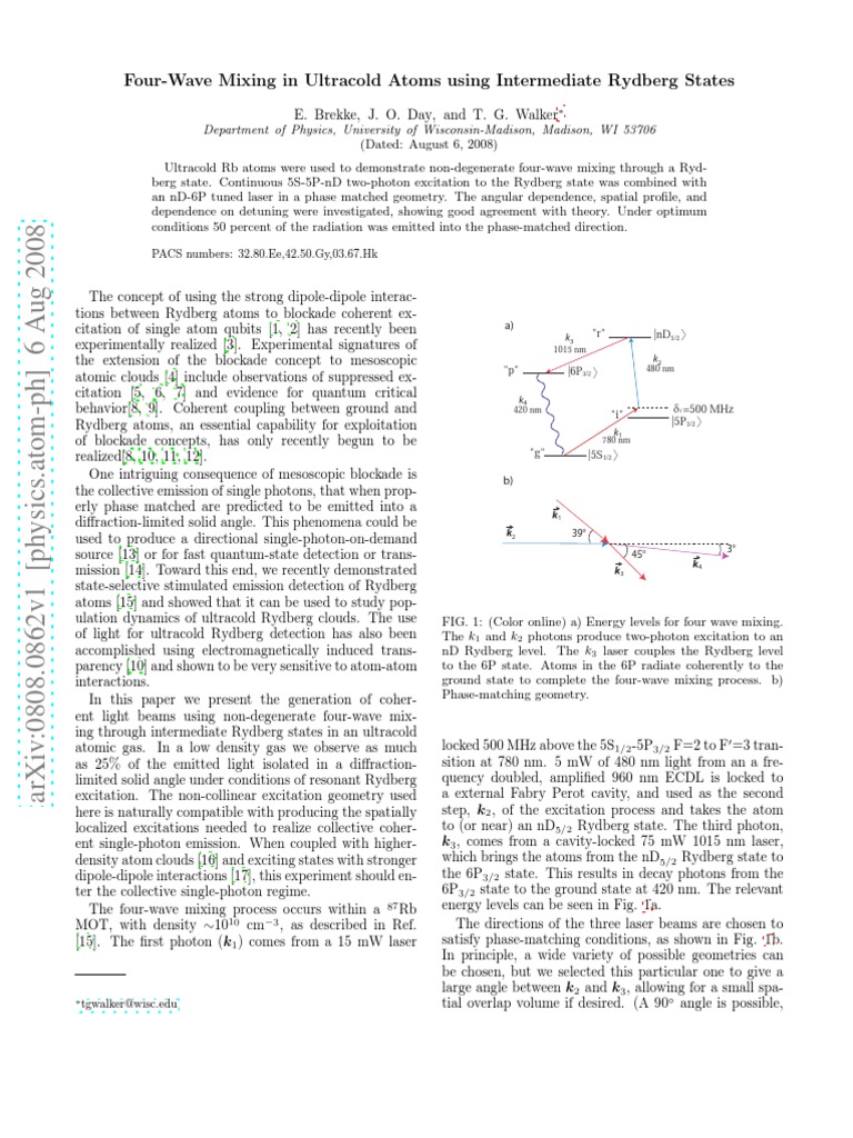 E. Brekke, J. O. Day and T. G. Walker - Four-Wave Mixing in Ultracold ...