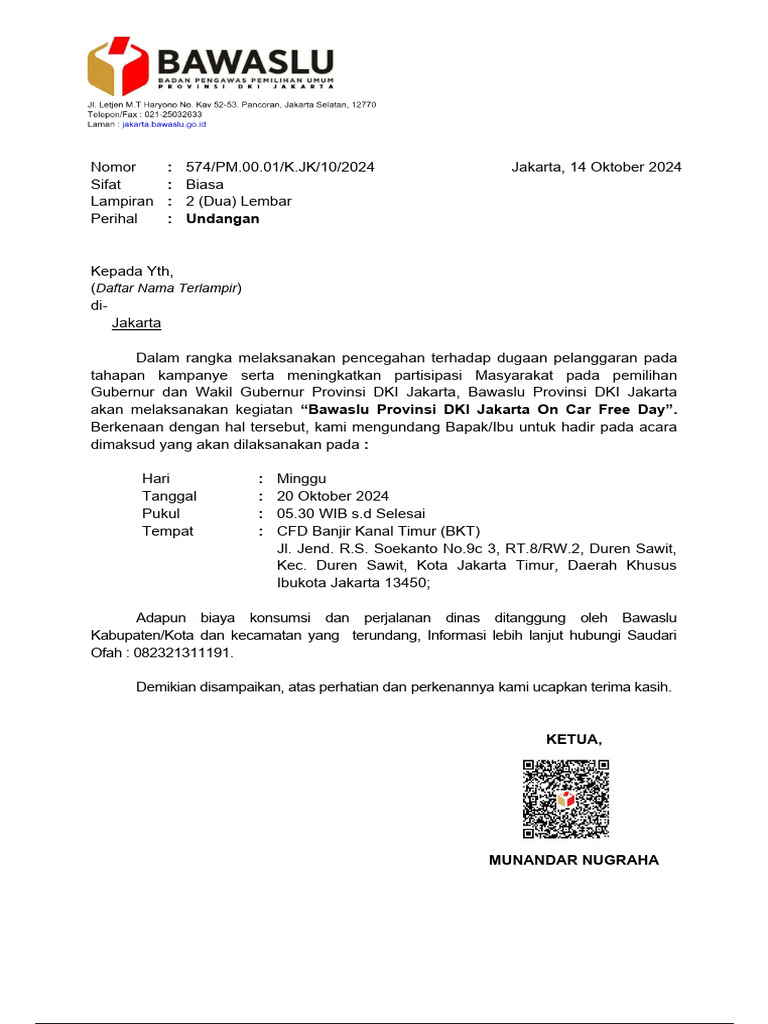 Undangan Internal CFD-BKT 20 Oktober 2024(1) | PDF