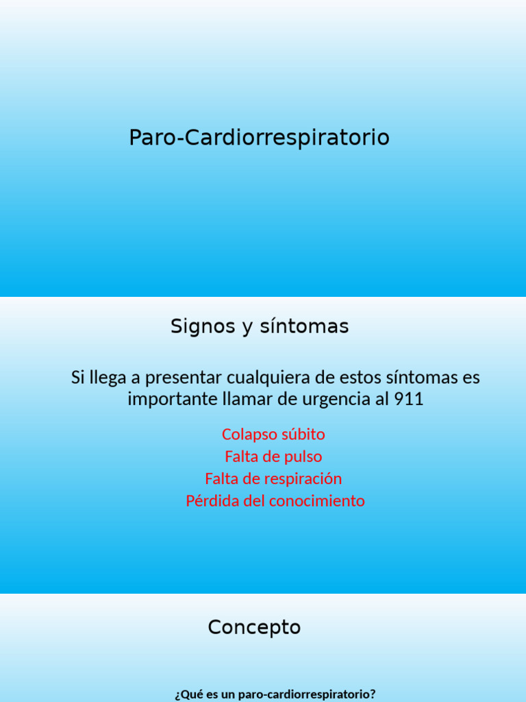 Power Point Paro-Cardiorrespiratorio | PDF | Reanimación cardiopulmonar ...