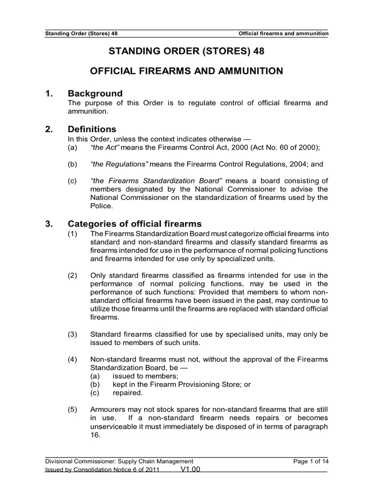 Official Firearms and Ammunition Order | PDF | Supply Chain Management ...