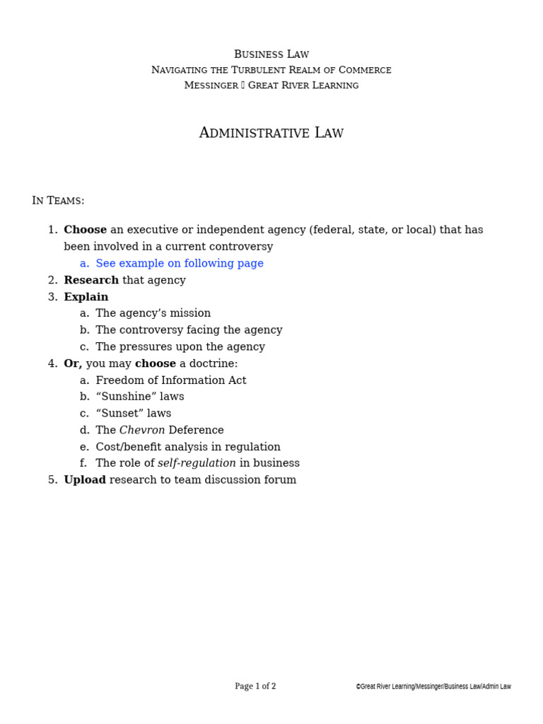 CH 8, Class Exercise, Administrative Law | PDF