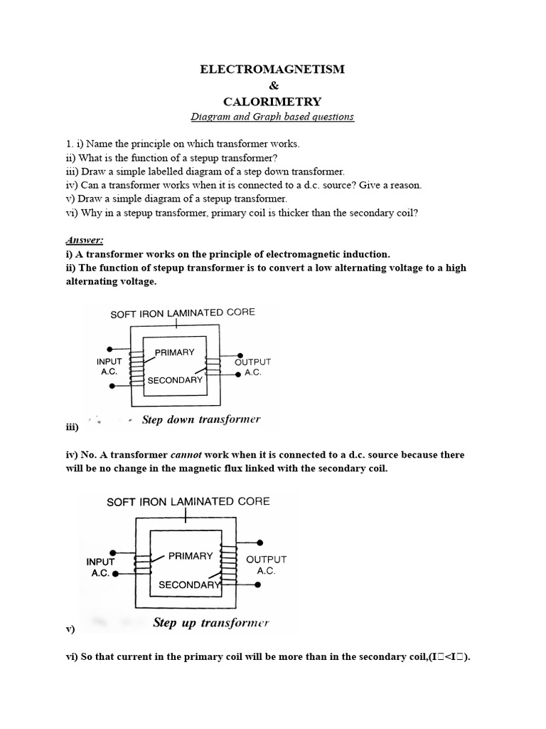 Electromagnetism and Calorimetry Questions | PDF | Transformer | Inductor
