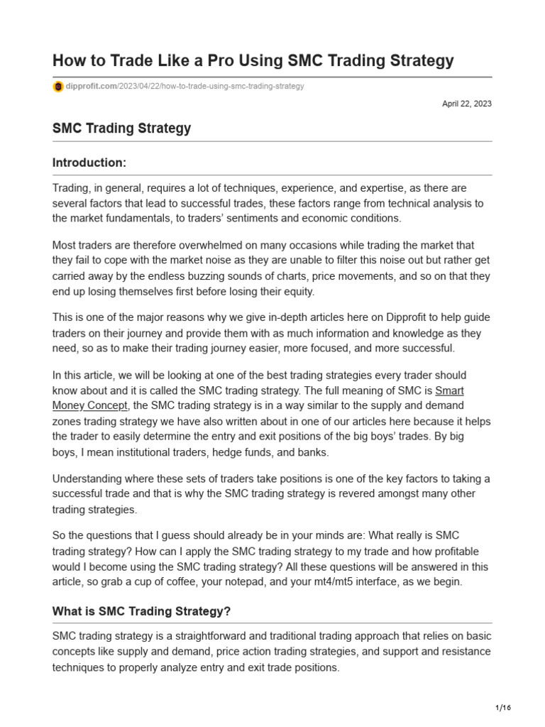 How To Trade Like A Pro Using SMC Trading Strategy | PDF | Market ...