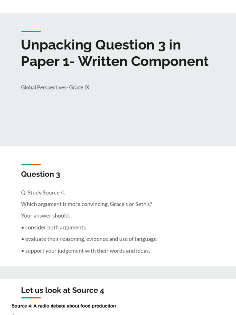 Unpacking Question 3 in Paper 1 - Written Component | PDF