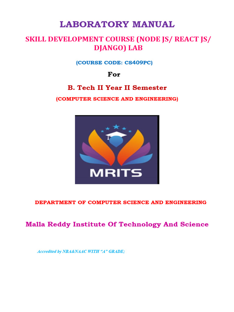 Nodejs Lab Manual r22 | PDF | Web Server | Internet & Web Nodejs Lab Manual r22 | PDF | Web Server | Internet & Web