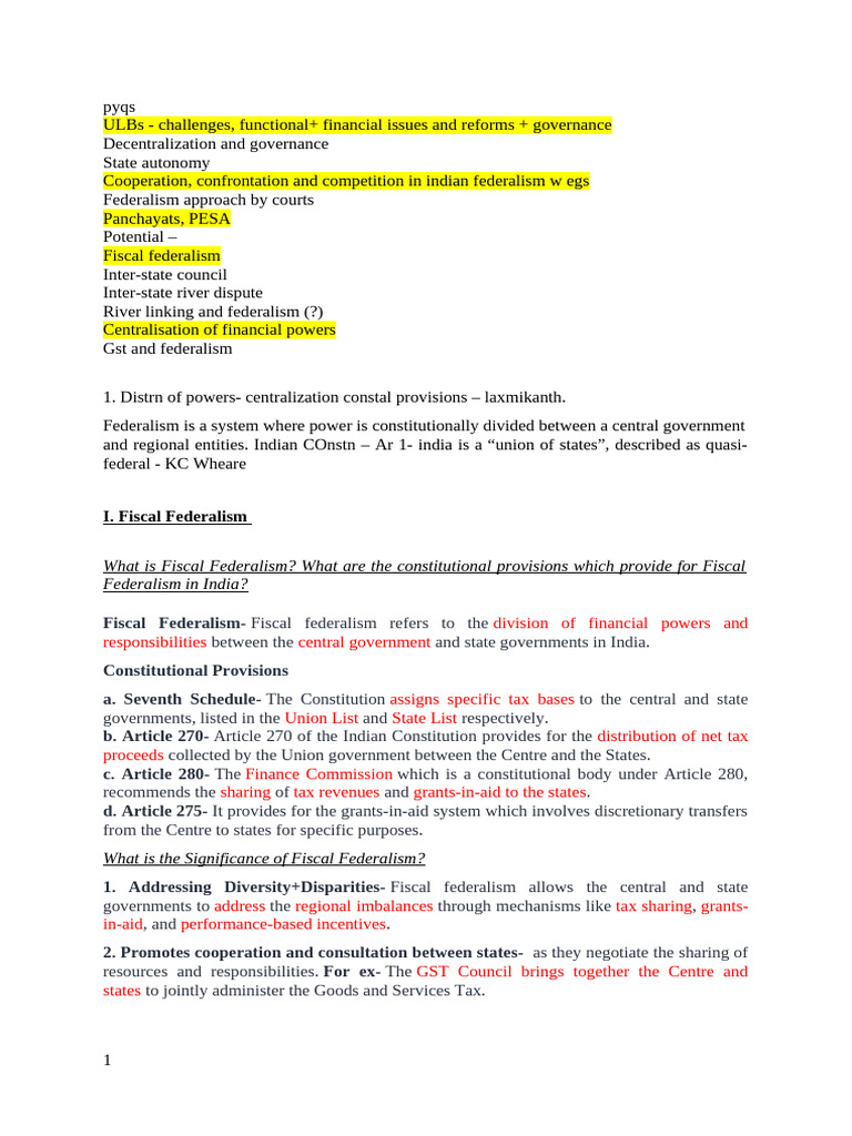 Federalism notes | PDF | Taxes | Competition