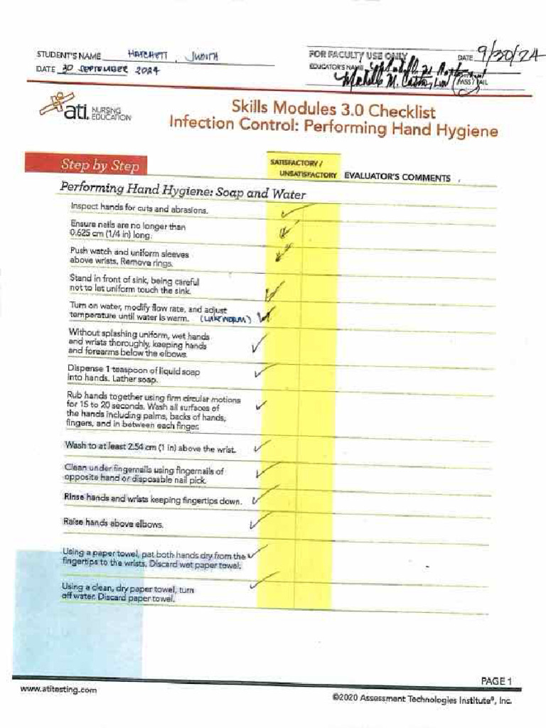 SKILLS LAB Performing Hand Hygiene | PDF