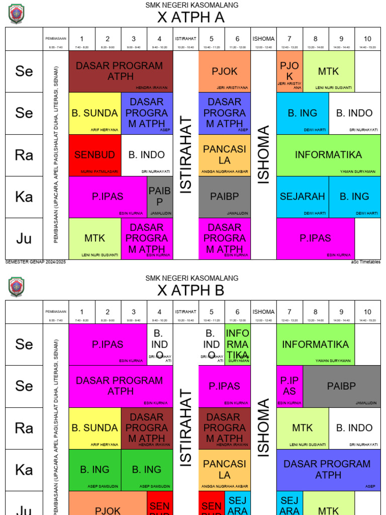 Jadwal Kelas Semester Genap | PDF