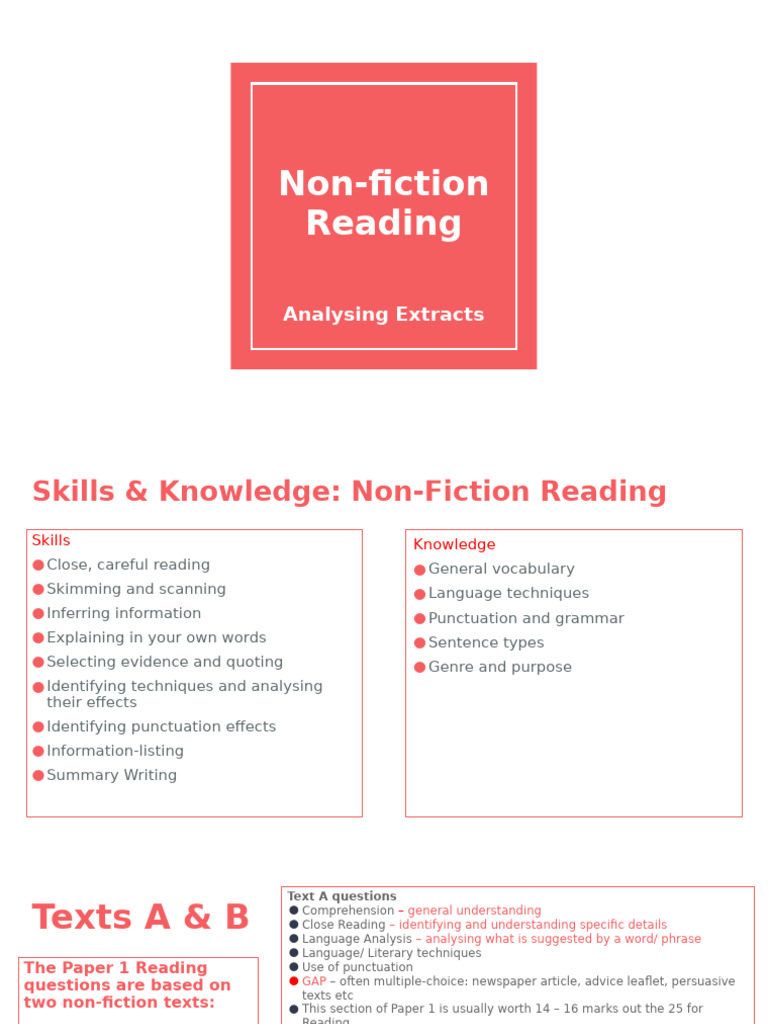 Non-Fiction Reading Skills Guide | PDF | Reading Comprehension | Non ...
