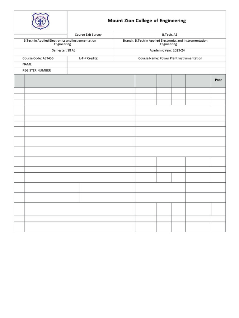 COURSE EXIT SURVEY 2023-24 Even Semester | PDF | Instrumentation | Engineering