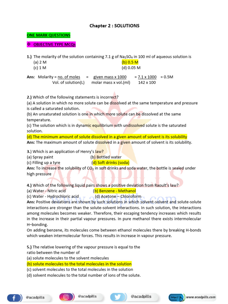 Solutions and Colligative Properties | PDF | Transition Metals | Solubility