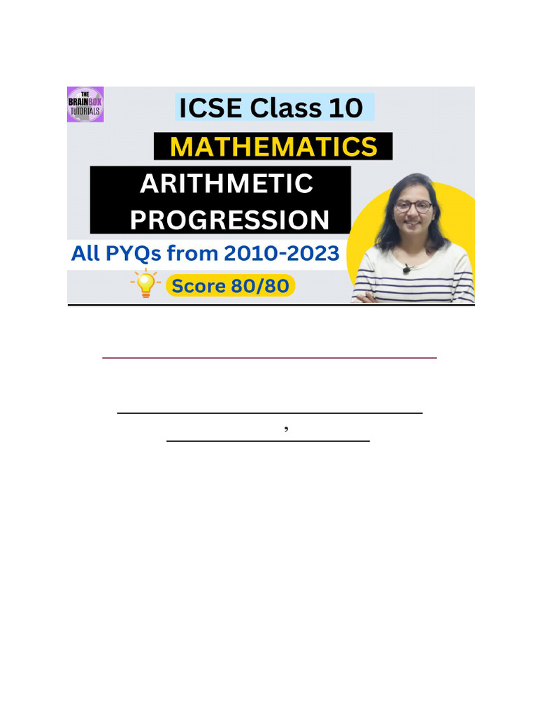 ICSE X ARITHMETIC PROGRESSION PYQs | PDF | Mathematics