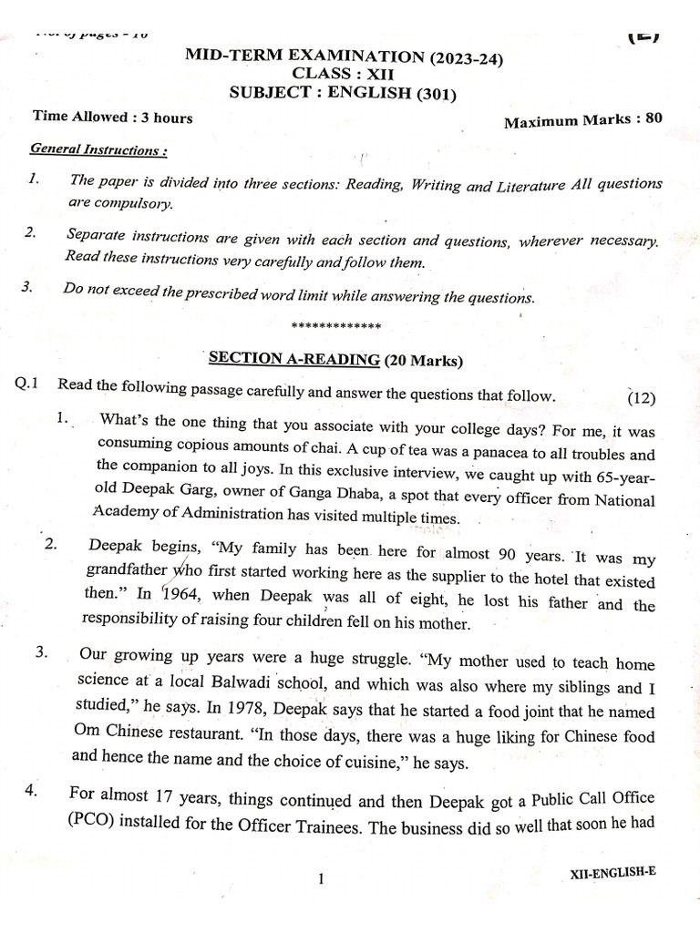 English Midterm Paper | PDF