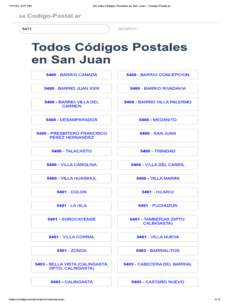 Codigos Postales de San Juan | PDF