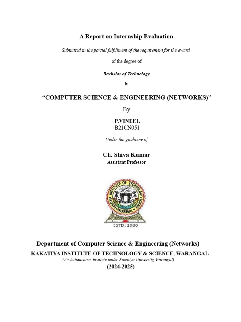 Internship Evaluation Report: Computer Science | PDF | Machine Learning ...