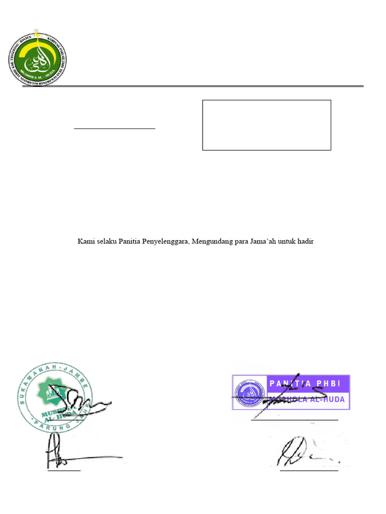 Undangan Maulid Mushola Al Huda at Kepala Desa | PDF