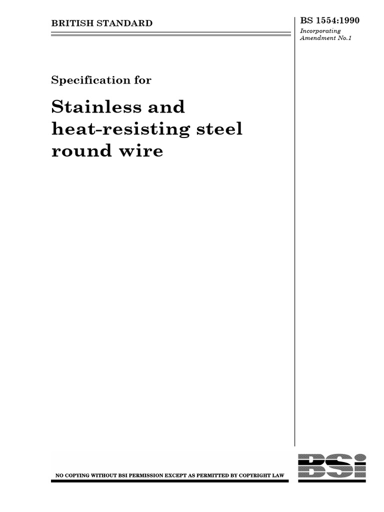BS 1554 1990 Spec For Stainless and Heat Resisting Steel | PDF | Steel | Wire