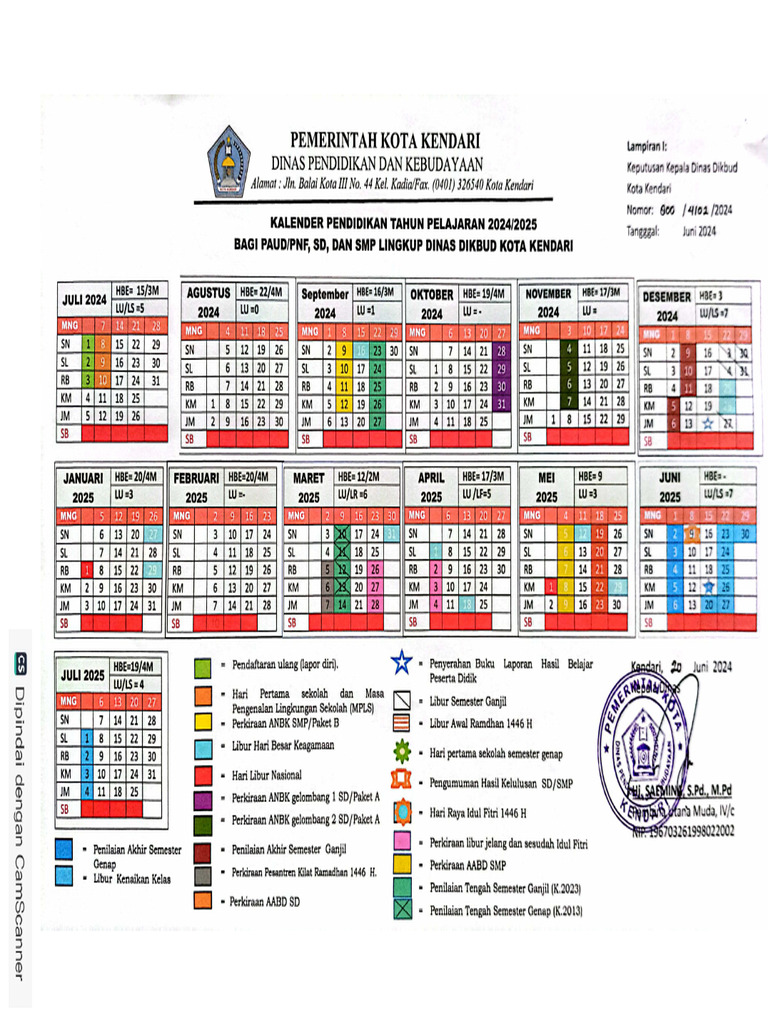 Kalender Pendidikan TP 2024-2025 | PDF