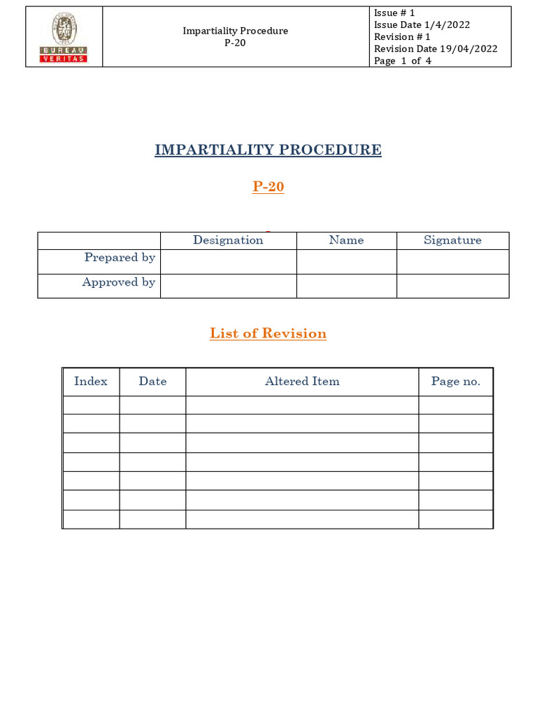 Impartiality Procedure Guide | PDF | Conflict Of Interest | Audit