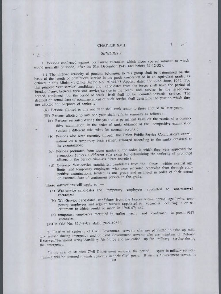 Seniority Rules for Civil Services | PDF | Government