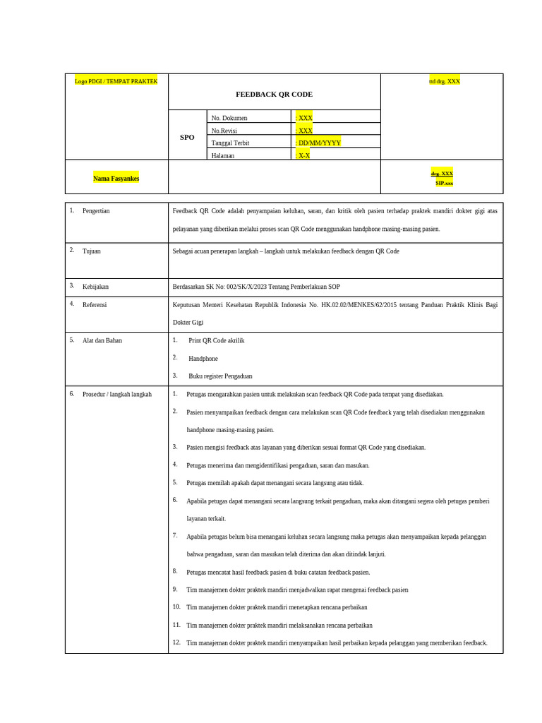 Sop Feedback QR Code | PDF
