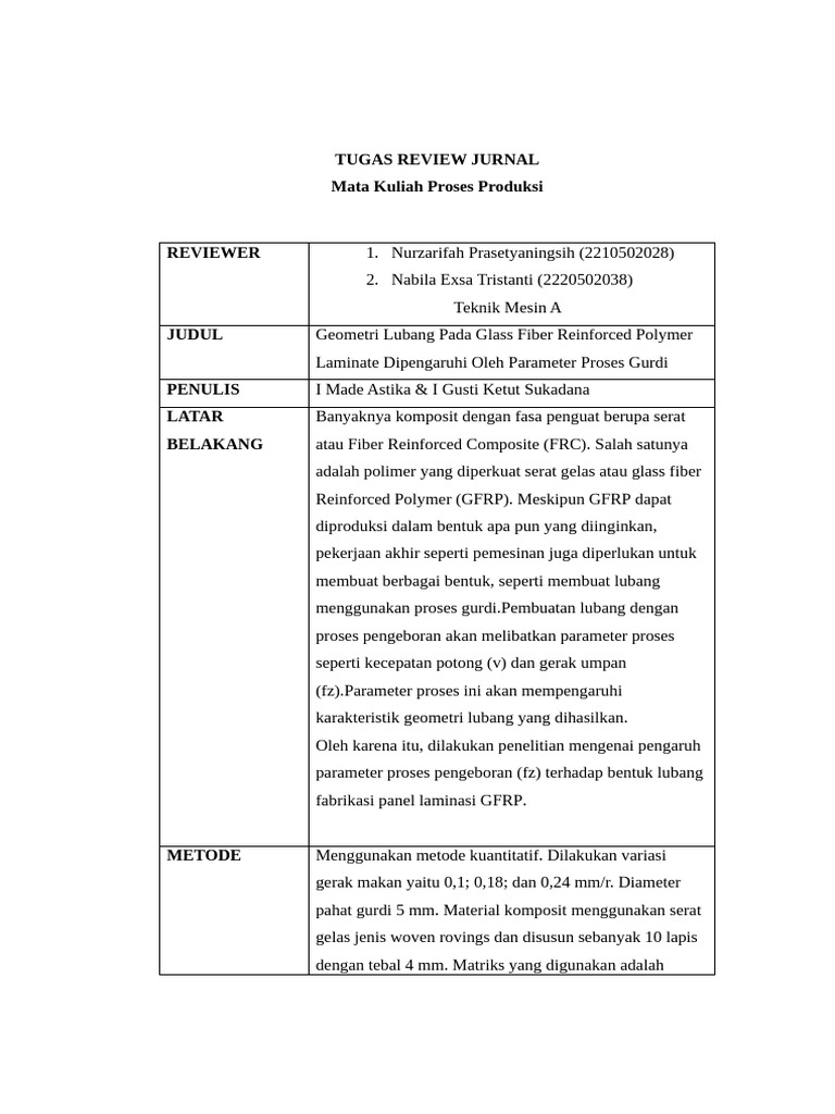 Review Jurnal Proses Produksi (2028 & 2038) | PDF