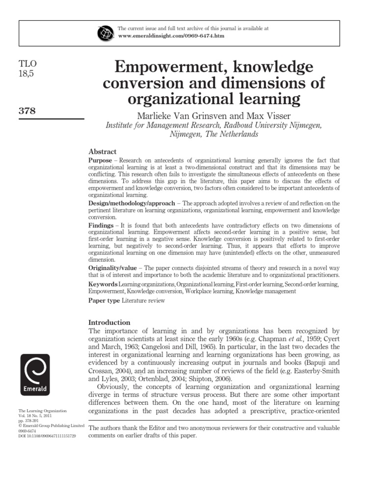 Empowerment, Knowledge | PDF | Tacit Knowledge | Empowerment