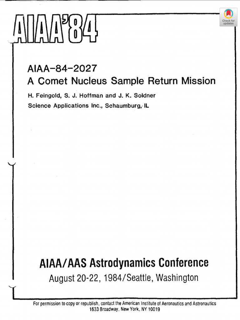 feingold-et-al-2012-a-comet-nucleus-sample-return-mission | PDF ...