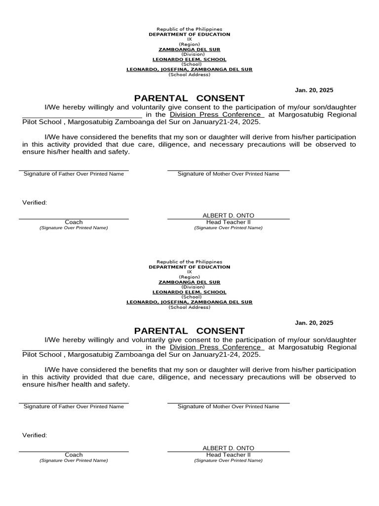 JOURNALISM Parents ConsenT | PDF