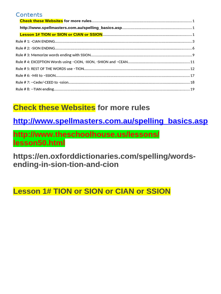 Lesson 3 TION or SION or CIAN | PDF | Linguistics | Linguistic Morphology