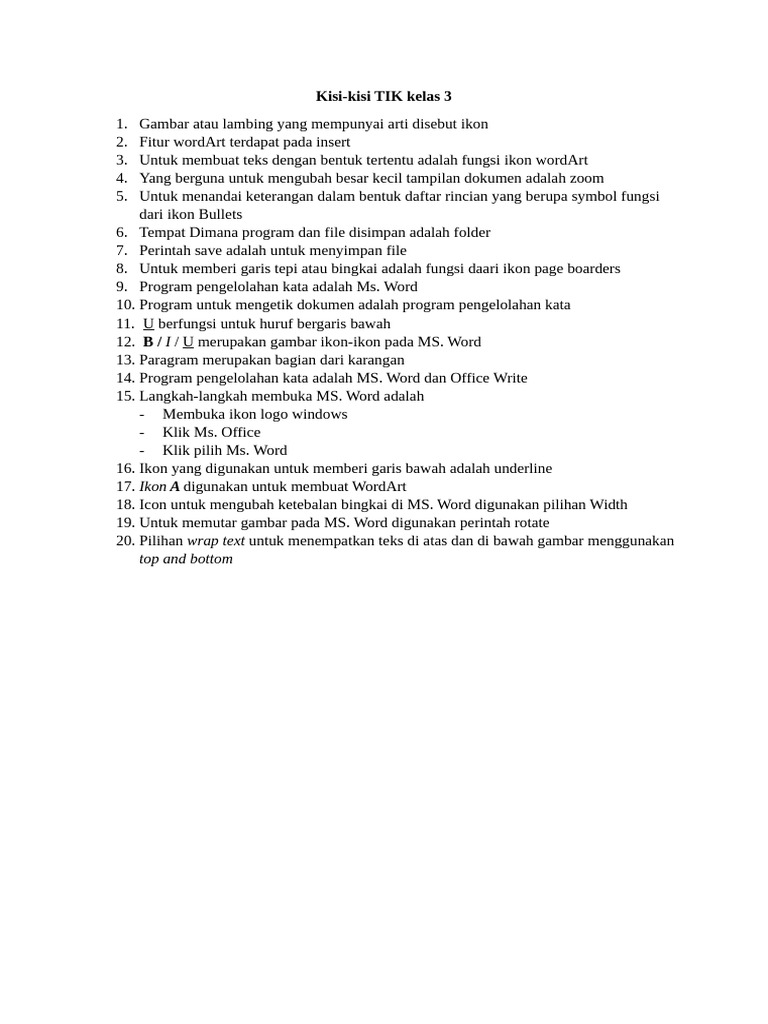 Kisi Kisi TIK | PDF