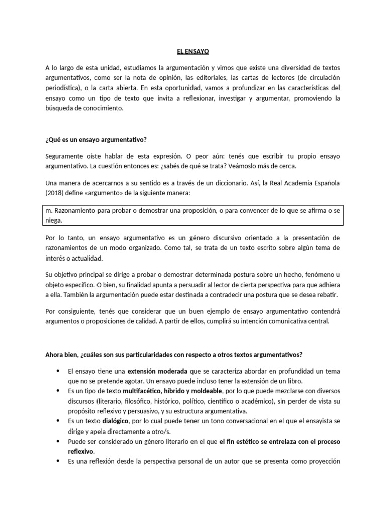 Apunte Teórico ENSAYO | PDF | Ensayos | Autor