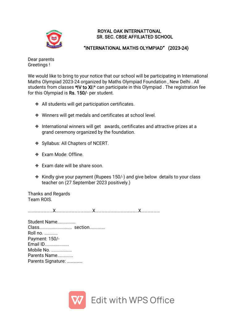 Math Olympiad Invitation for Parents | PDF