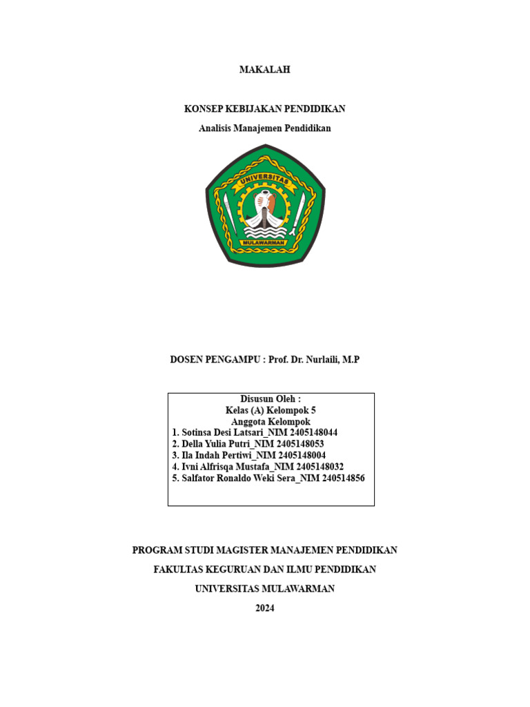 Makalah Kebijakan Pendidikan Kel 5 | PDF