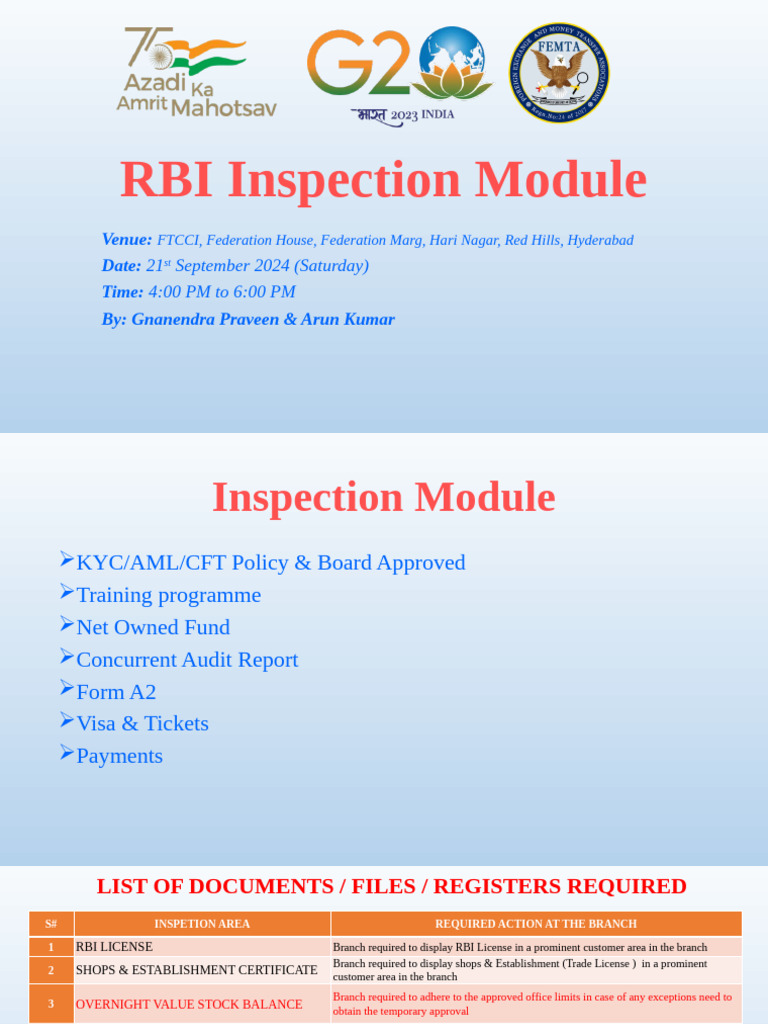 RBI SAR Audit Checklist Overview | PDF | Reserve Bank Of India | Money
