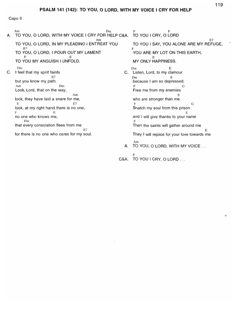 119-Psalm 141 To You o Lord With My Voice I Cry For Help | PDF