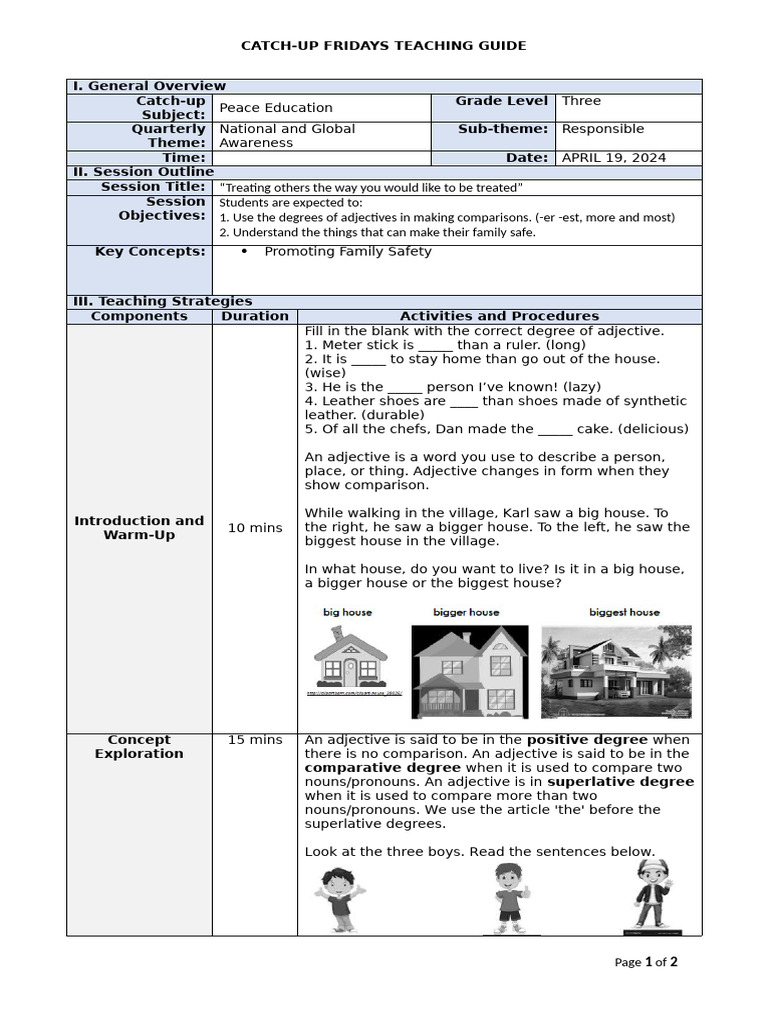 GRADE 3 - CATCH-UP FRIDAY - April 12 | PDF | Adjective | Morphology