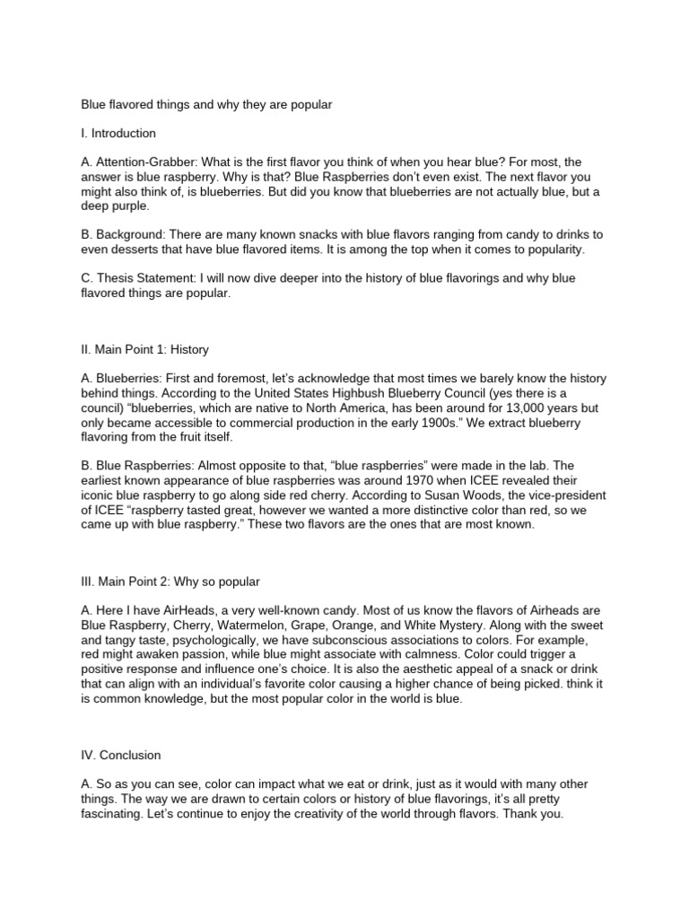 Blue Flavoring And Its Popularity (1) | PDF | Blueberry | Foods
